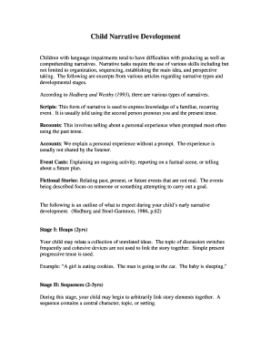 Child Narrative Development - Fill and Sign Printable Template Online