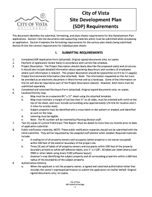 Fillable Online city of vista planning dept sdp submittal requirements ...
