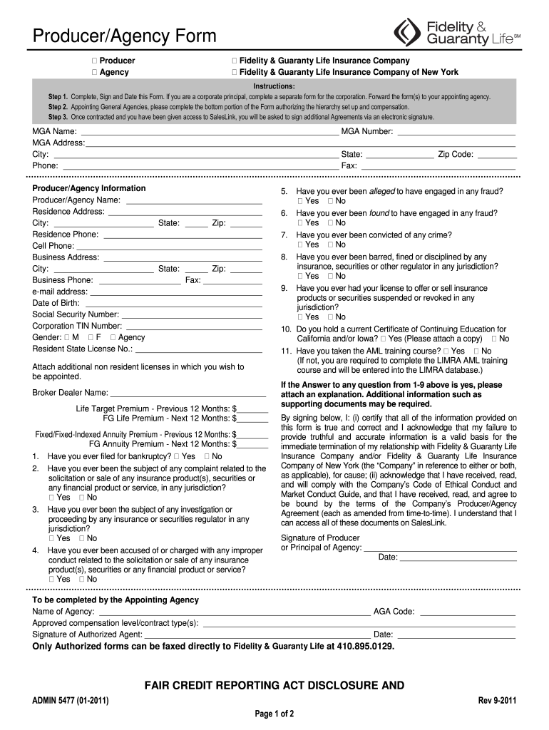 Fidelity Guaranty Life ADMIN 5477 Form - Fill Online, Printable ...