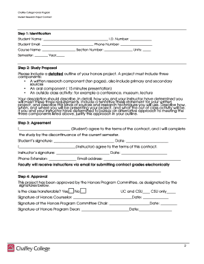 Fillable Online Chaffey College Honors Program Contract Fax Email Print ...