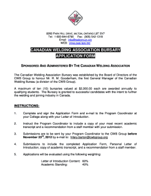 Fillable Online eng cwbgroup welding bursary online form Fax Email ...