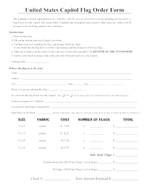 Fillable Online Capitol Flag Order Fax Email Print - pdfFiller