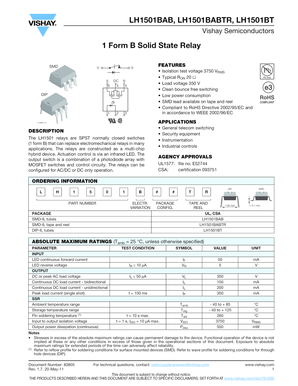 Fillable Online 1 Form B Solid State Relay LH1501BAB, LH1501BABTR ...