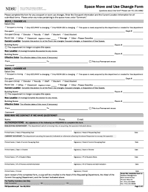 Fillable Online ndsu Space Move and Use Change Form - ndsu Fax Email ...