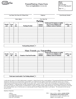 Fillable Online Transit/Parking Claim Form Fax Email Print - pdfFiller