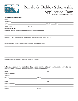 Ronald G. Bohley Scholarship Application Form - Missouri Library ...