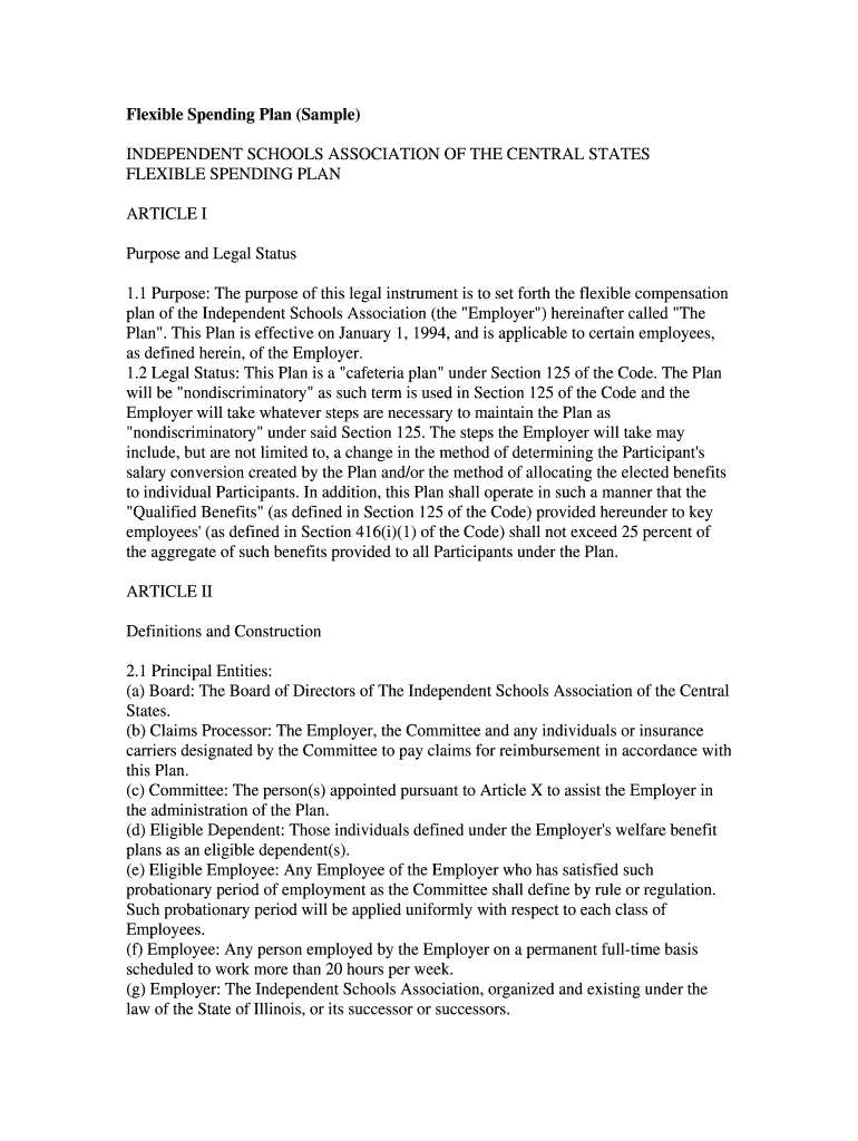 Flexible Spending Plan (Sample) - ISACS: Fill out & sign online | DocHub
