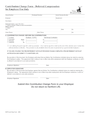 Fillable Online unr Contribution Change Form - Deferred Compensation ...