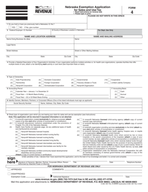 Fillable Online Nebraska Exemption Application for Sales and Use Tax ...