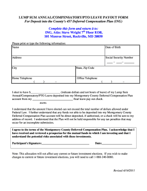 Fillable Online montgomerycountymd LUMP SUM ANNUAL/COMPENSATORY/PTO ...