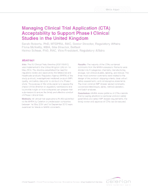 Fillable Online Managing Clinical Trial Application (CTA) Fax Email ...