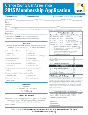 Fillable Online ocbar 2013 Membership Application - Orange County Bar ...