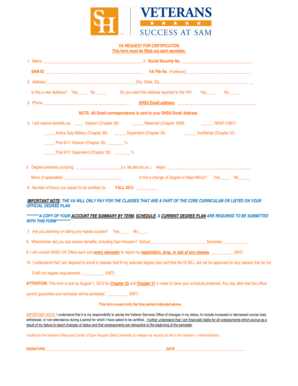 Fillable Online VA Request for Certification Fax Email Print - pdfFiller