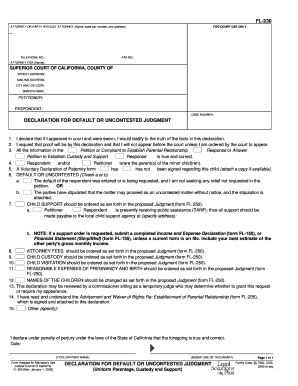 Fillable Online california default or uncontested paternity form Fax ...