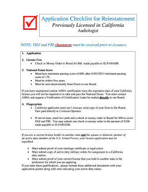Fillable Online Previously Licensed in California - Speech-Language ...