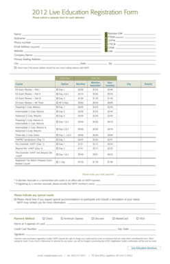 Fillable Online 2012 Live Education Registration Form Fax Email Print ...