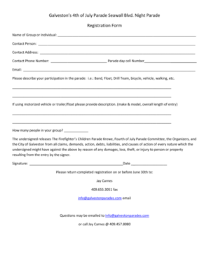 Fillable Online Fourth of July 2012 Parade Registration Form Fax Email ...