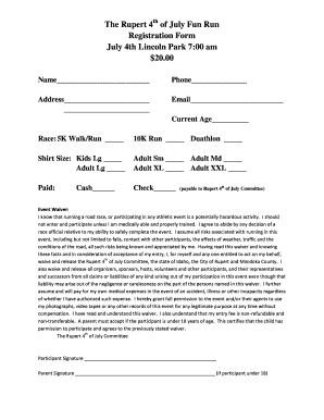 Fillable Online 4th of july duathlon rupert form Fax Email Print ...
