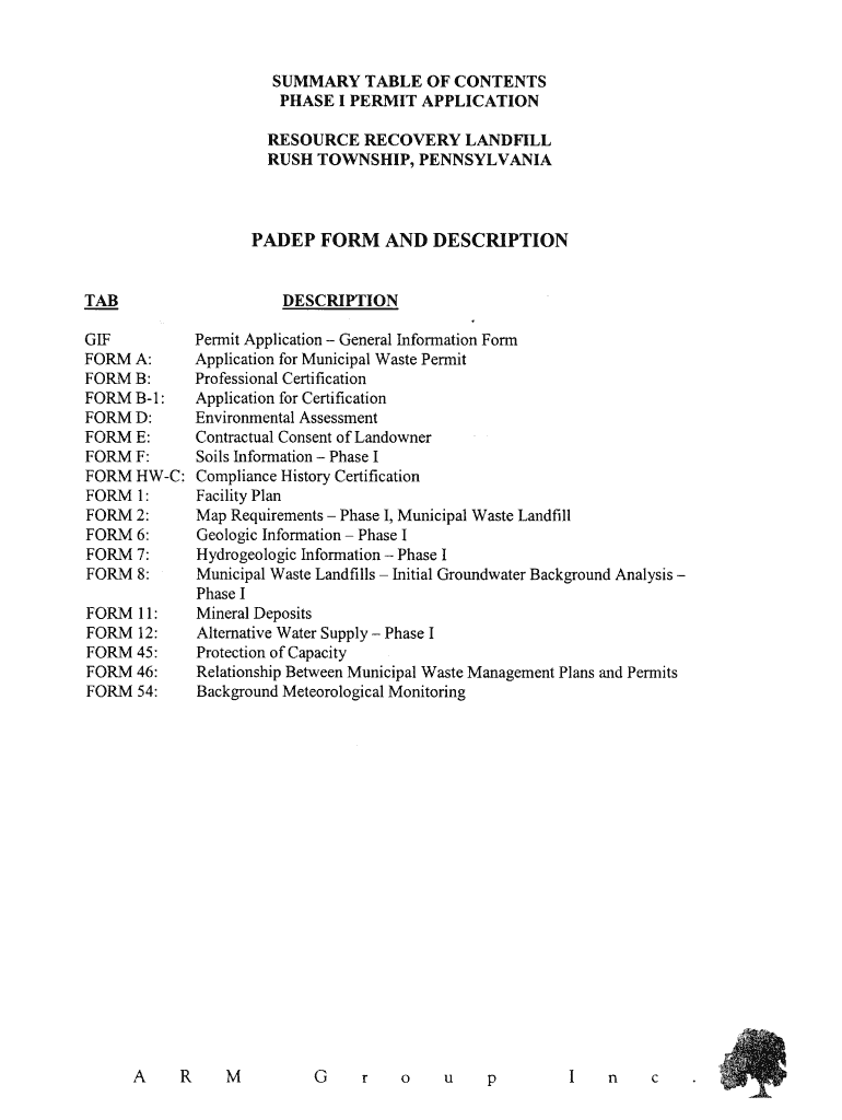 Fillable Online PADEP FORM AND DESCRIPTION - People Protecting ...