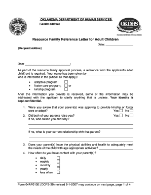Fillable Online okdhs oklahoma dcfs form Fax Email Print - pdfFiller