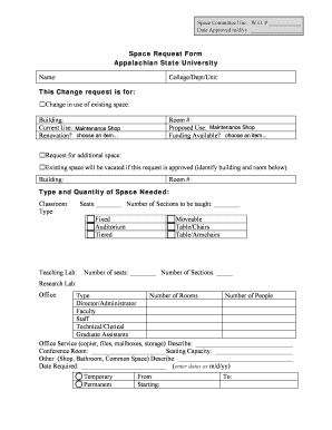 Fillable Online Space Request Form - Appalachian State University Fax ...