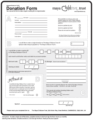 Fillable Online Please return your completed form to: The Maya Childcare Trust ... Fax Email ...