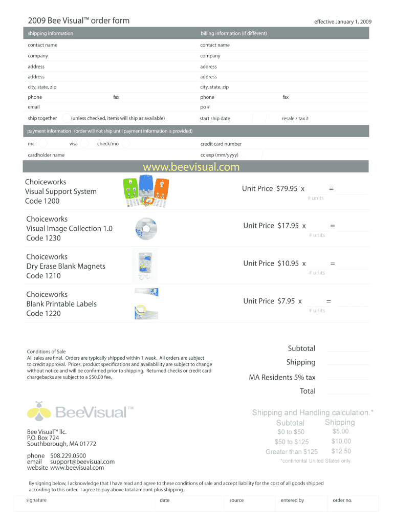 Fillable Online Bee Visual™ Order Form Fax Email Print - pdfFiller