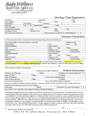 Fillable Online Body Wellness Massage Therapy Client Registration Form ...