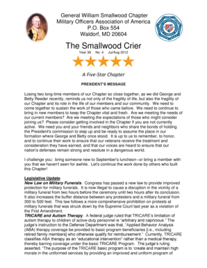 Fillable Online General William Smallwood Chapter - Military Officers ...