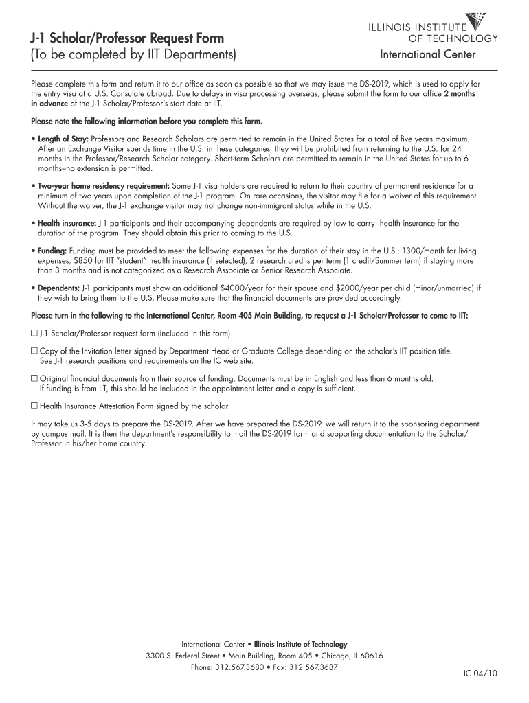 Fillable Online J-1 Scholar/Professor Request Form Fax Email Print - pdfFiller