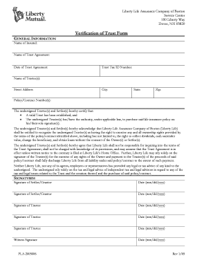Fillable Online PLA-2005006 Verification of Trust Form.doc Fax Email ...