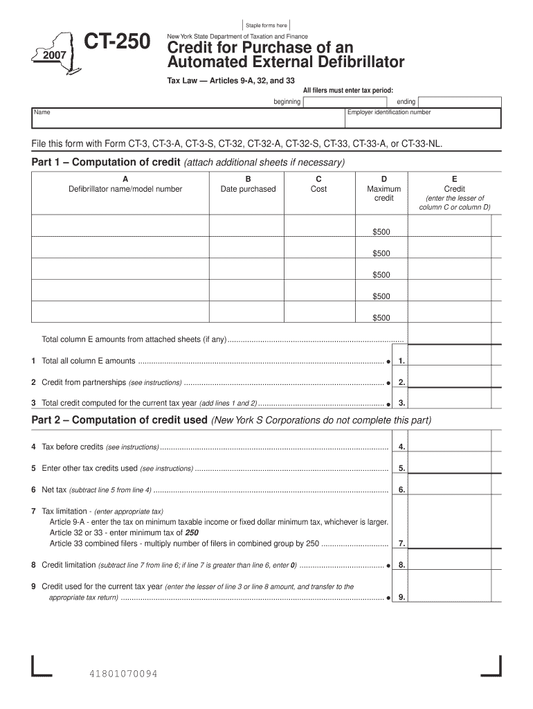 Fillable Online Credit for Purchase of an Automated External ...