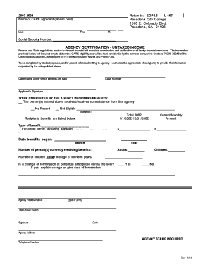 Fillable Online pasadena TANF/CalWorks verification form - Pasadena City College - pasadena Fax ...