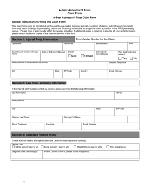 Fillable Online Claim Form - A-Best Asbestos Settlement Trust Fax Email ...