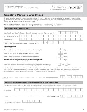 Fillable Online hpc-uk Returners to practice forms - Health and Care ...