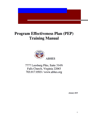 Fillable Online abhes Program Effectiveness Plan (PEP) Training Manual - ABHES Fax Email Print ...