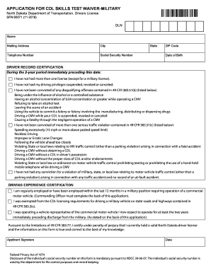 Fillable Online dot nd Missouri application for military cdl skills ...