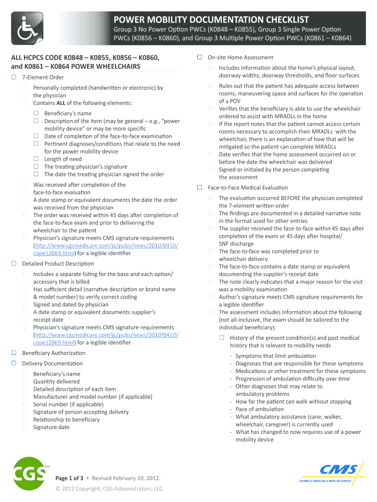 Fillable Online Power Mobility Documentation Checklist Fax Email Print - pdfFiller