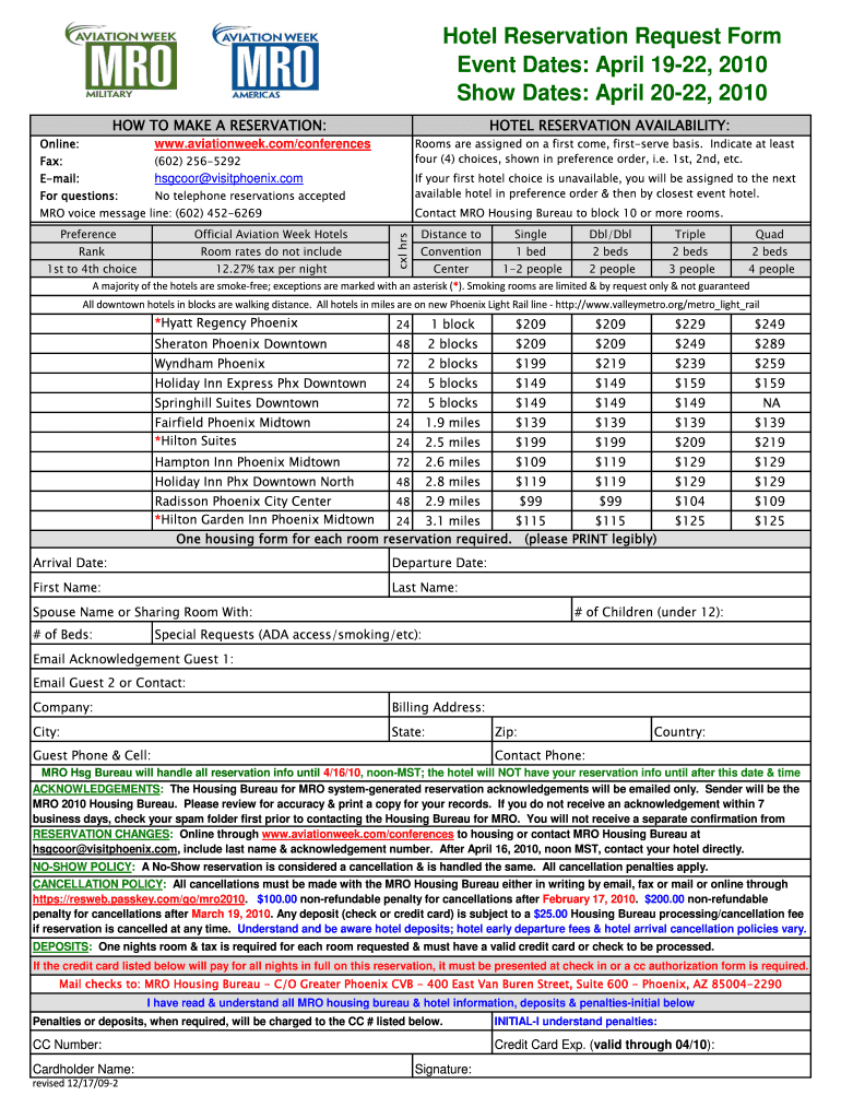 Fillable Online Hotel Reservation Request Form Fax Email Print - pdfFiller