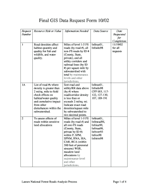 Fillable Online GIS Data Request for Lassen National Forest Roads ...