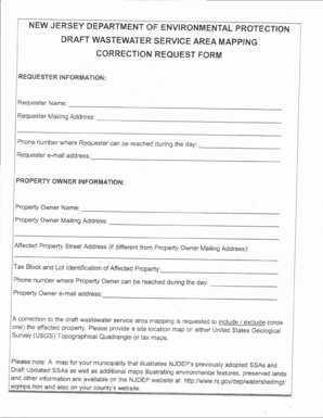 Fillable Online aclink wastewater service area mapping correction request form - aclink Fax ...