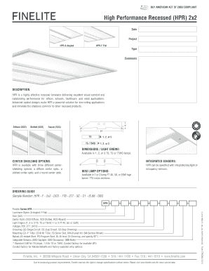 Fillable Online High Performance Recessed (HPR) 2x2 - Finelite Fax ...