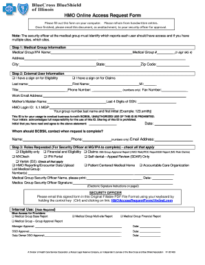 Fillable Online HMO Online Access Request Form - Blue Cross Blue Shield ...