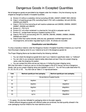 Fillable Online Shipping Guidelines for Dangerous Goods in Excepted ...
