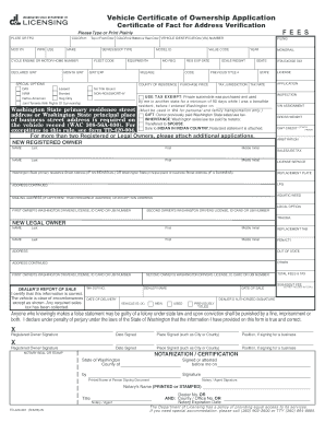 Fillable Online Vehicle Certificate of Ownership Application ...