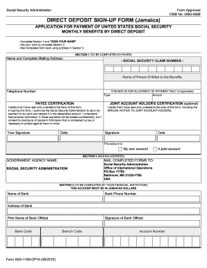 Fillable Online secure ssa direct deposit form in jamaica Fax Email ...