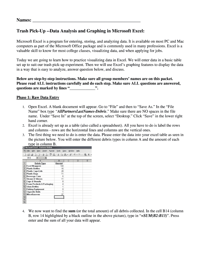 Fillable Online Data Analysis and Graphing Instructions Fax Email Print ...