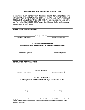 Fillable Online NEASO Officer and Director Nomination Form NOMINATION ...