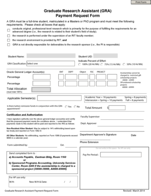 Fillable Online rit GRA Payment Request Form - rit Fax Email Print ...