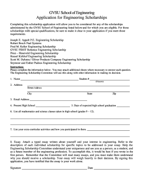 Fillable Online gvsu joseph e appelt engineering scholarship form Fax ...